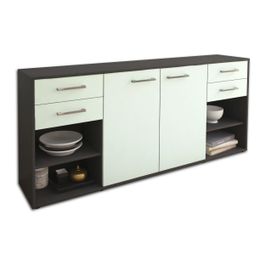 Stil.Zeit Sideboard Franka | Korpus Anthrazit | Mint mit Griffen (180x79x35cm)