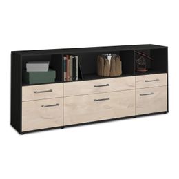 Stil.Zeit Sideboard Estella | Korpus Anthrazit | Zeder mit Griffen (180x79x35cm)