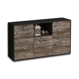 Stil.Zeit Sideboard Dominika | Korpus Anthrazit | Treibholz mit Griffen (136x79x35cm)