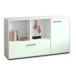 Stil.Zeit Sideboard Ela | Korpus Weiß | Mint mit Griffen (136x79x35cm)