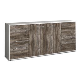 Stil.Zeit Sideboard Georgina | Korpus Weiß | Treibholz mit Griffen (180x79x35cm)