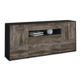 Stil.Zeit Sideboard Elvira | Korpus Anthrazit | Treibholz mit Griffen (180x79x35cm)