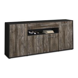 Stil.Zeit Sideboard Fiorella | Korpus Anthrazit | Treibholz mit Griffen (180x79x35cm)