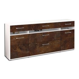 Stil.Zeit Sideboard Giada | Korpus Weiß | Rost mit Griffen (180x79x35cm)