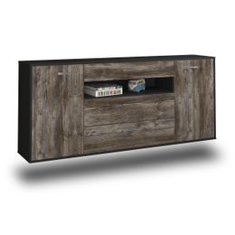 Stil.Zeit Sideboard Vallejo | Korpus Anthrazit | Treibholz hängend mit Griffen (180x79x35cm)