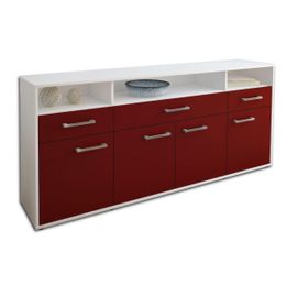 Stil.Zeit Sideboard Ezia | Korpus Weiß | Bordeaux mit Griffen (180x79x35cm)