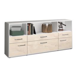 Stil.Zeit Sideboard Estella | Korpus Weiß | Zeder mit Griffen (180x79x35cm)