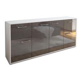 Stil.Zeit Sideboard Georgina | Korpus Weiß | Grau mit Griffen (180x79x35cm)