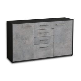 Stil.Zeit Sideboard Donatella | Korpus Anthrazit | Beton mit Griffen (136x79x35cm)