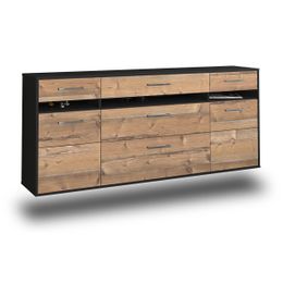 Stil.Zeit Sideboard Manchester | Korpus Anthrazit | Pinie hängend mit Griffen (180x79x35cm)