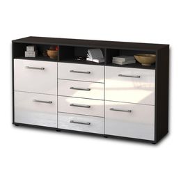 Stil.Zeit Sideboard Donabella | Korpus Anthrazit | Weiß mit Griffen (136x79x35cm)