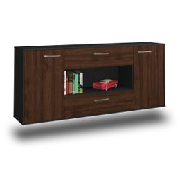 Stil.Zeit Sideboard Denton | Korpus Anthrazit | Walnuss hängend mit Griffen (180x79x35cm)