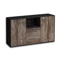 Stil.Zeit Sideboard Donika | Korpus Anthrazit | Treibholz mit Griffen (136x79x35cm)