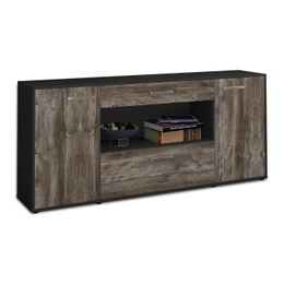 Stil.Zeit Sideboard Fiora | Korpus Anthrazit | Treibholz mit Griffen (180x79x35cm)