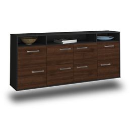 Stil.Zeit Sideboard Concord | Korpus Anthrazit | Walnuss hängend mit Griffen (180x79x35cm)