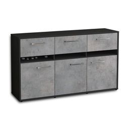 Stil.Zeit Sideboard Dorinde | Korpus Anthrazit | Beton mit Griffen (136x79x35cm)