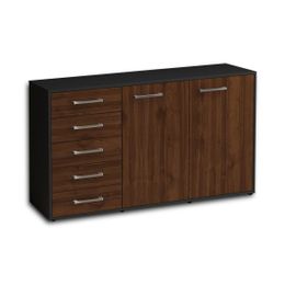 Stil.Zeit Sideboard Dorentina | Korpus Anthrazit | Walnuss mit Griffen (136x79x35cm)