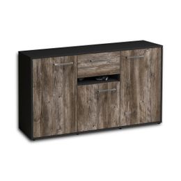 Stil.Zeit Sideboard Dorina | Korpus Anthrazit | Treibholz mit Griffen (136x79x35cm)