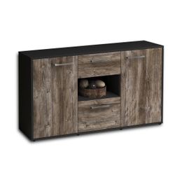 Stil.Zeit Sideboard Doriana | Korpus Anthrazit | Treibholz mit Griffen (136x79x35cm)