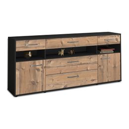 Stil.Zeit Sideboard Floria | Korpus Anthrazit | Pinie mit Griffen (180x79x35cm)