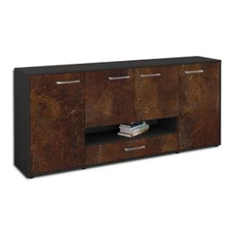 Stil.Zeit Sideboard Felicitas | Korpus Anthrazit | Rost mit Griffen (180x79x35cm)