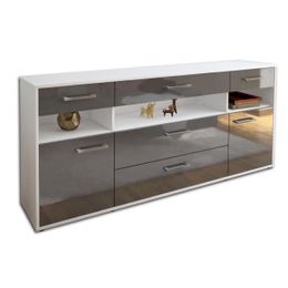 Stil.Zeit Sideboard Floria | Korpus Weiß | Grau mit Griffen (180x79x35cm)