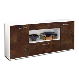 Stil.Zeit Sideboard Fiora | Korpus Weiß | Rost mit Griffen (180x79x35cm)