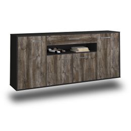 Stil.Zeit Sideboard Lansing | Korpus Anthrazit | Treibholz hängend mit Griffen (180x79x35cm)