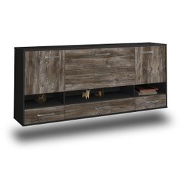 Stil.Zeit Sideboard Lafayette | Korpus Anthrazit | Treibholz hängend mit Griffen (180x79x35cm)