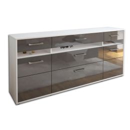 Stil.Zeit Sideboard Giada | Korpus Weiß | Grau mit Griffen (180x79x35cm)