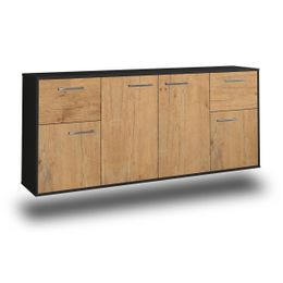 Stil.Zeit Sideboard Costa Mesa | Korpus Anthrazit | Eiche hängend mit Griffen (180x79x35cm)