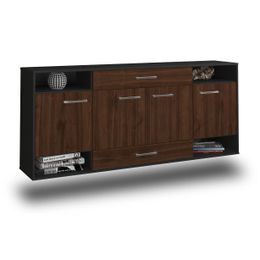 Stil.Zeit Sideboard Evansville | Korpus Anthrazit | Walnuss hängend mit Griffen (180x79x35cm)