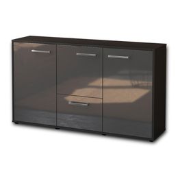 Stil.Zeit Sideboard Diana | Korpus Anthrazit | Grau mit Griffen (136x79x35cm)