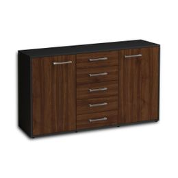 Stil.Zeit Sideboard Dorelly | Korpus Anthrazit | Walnuss mit Griffen (136x79x35cm)