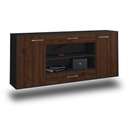 Stil.Zeit Sideboard Olathe | Korpus Anthrazit | Walnuss hängend mit Griffen (180x79x35cm)