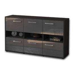 Stil.Zeit Sideboard Diletta | Korpus Anthrazit | Grau mit Griffen (136x79x35cm)