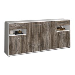 Stil.Zeit Sideboard Franca | Korpus Weiß | Treibholz mit Griffen (180x79x35cm)