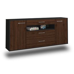 Stil.Zeit Sideboard Vallejo | Korpus Anthrazit | Walnuss hängend mit Griffen (180x79x35cm)