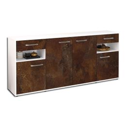 Stil.Zeit Sideboard Franca | Korpus Weiß | Rost mit Griffen (180x79x35cm)