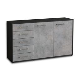 Stil.Zeit Sideboard Dorentina | Korpus Anthrazit | Beton mit Griffen (136x79x35cm)