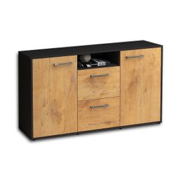 Stil.Zeit Sideboard Dimphi | Korpus Anthrazit | Eiche mit Griffen (136x79x35cm)