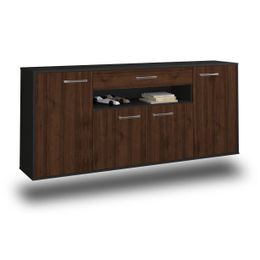 Stil.Zeit Sideboard Lansing | Korpus Anthrazit | Walnuss hängend mit Griffen (180x79x35cm)