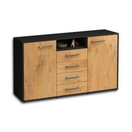 Stil.Zeit Sideboard Donnice | Korpus Anthrazit | Eiche mit Griffen (136x79x35cm)