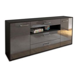 Stil.Zeit Sideboard Filippa | Korpus Anthrazit | Grau mit Griffen (180x79x35cm)