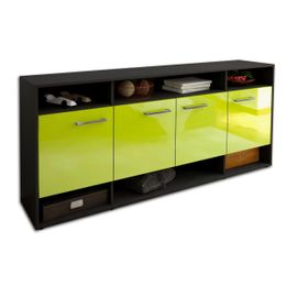 Stil.Zeit Sideboard Felia | Korpus Anthrazit | Gruen mit Griffen (180x79x35cm)