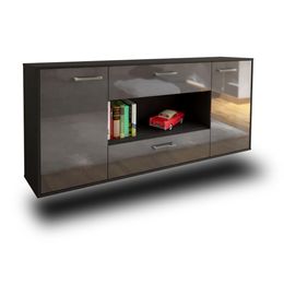 Stil.Zeit Sideboard Denton | Korpus Anthrazit | Grau hängend mit Griffen (180x79x35cm)