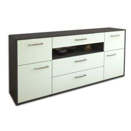 Stil.Zeit Sideboard Emma | Korpus Anthrazit | Mint mit Griffen (180x79x35cm)