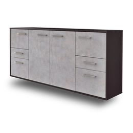 Stil.Zeit Sideboard Beaumont | Korpus Anthrazit | Beton hängend mit Griffen (180x79x35cm)