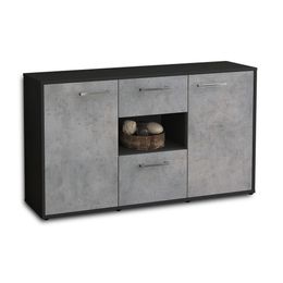 Stil.Zeit Sideboard Doriana | Korpus Anthrazit | Beton mit Griffen (136x79x35cm)