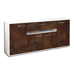 Stil.Zeit Sideboard Flavia | Korpus Weiß | Rost mit Griffen (180x79x35cm)